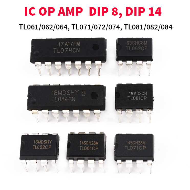IC OP AMP TL061, TL062, TL064, TL071, TL072, TL074, TL081, TL082, TL084 chân cắm DIP8, DIP14 ...