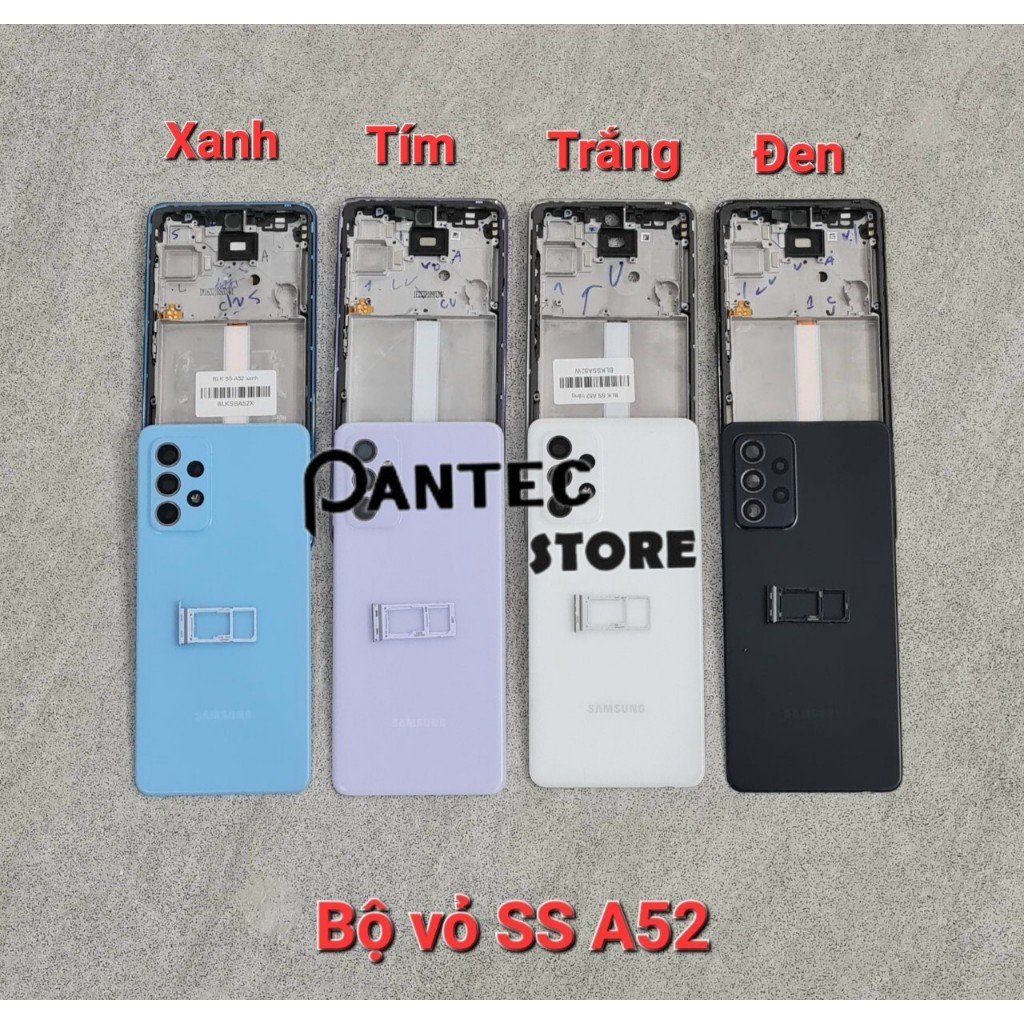 Bộ vỏ Samsung A52 (gồm lưng, kính cam, xương liền viền, nút bấm, khe ...