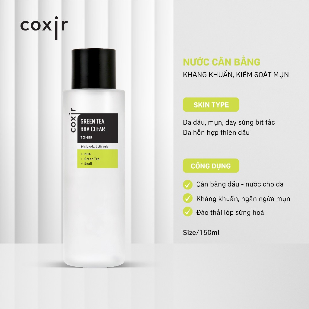 Coxir Toner Chiết Xuất Trà Xanh Phục Hồi Da 150ml Chất Lượng Cao (Tặng ...