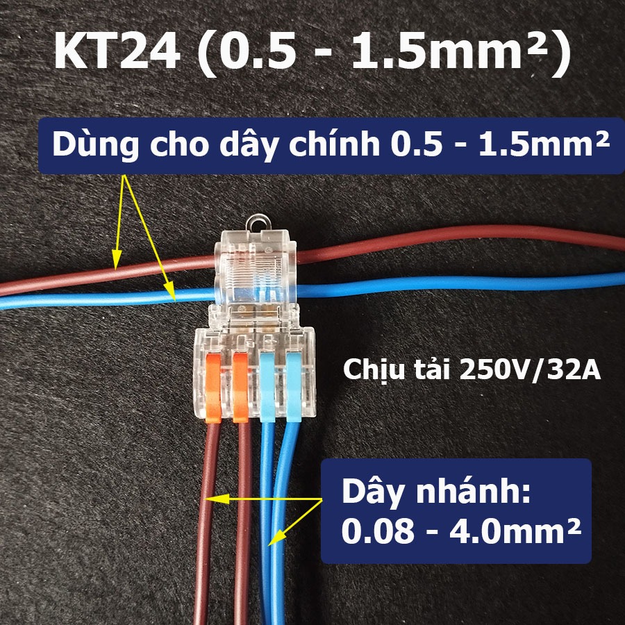 Cút nối dây điện nhanh không cần cắt dây KT22 KT24 KT11. Cút chia điện siêu nhanh chữ T | Shopee ...