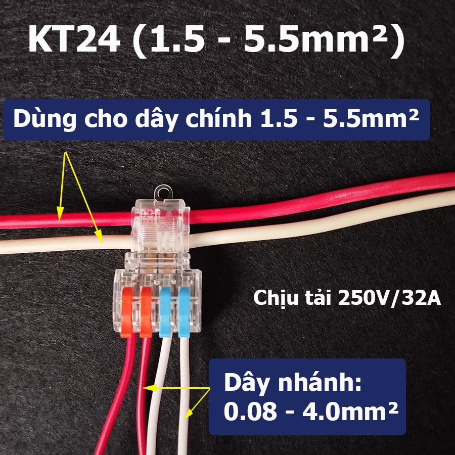 Cút nối dây điện nhanh không cần cắt dây KT22 KT24 KT11. Cút chia điện siêu nhanh chữ T | Shopee ...