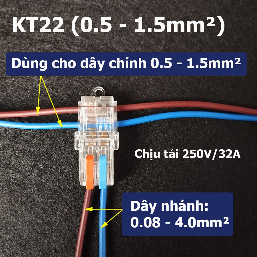 Cút nối dây điện nhanh không cần cắt dây KT22 KT24 KT11. Cút chia điện ...