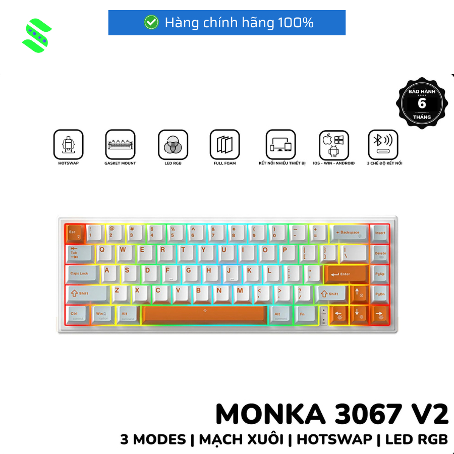 Bàn phím cơ MONKA 3067 V2 RGB Chính hãng | Shopee Việt Nam