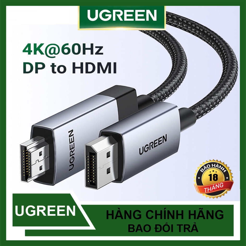 [Đầu DP trên máy tính ] Cáp Displayport to HDMI Ugreen DP101 Full HD ...