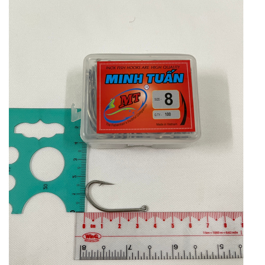 01 cái lưỡi câu INOX minh tuấn đỏ không gỉ, siêu cứng, lưỡi câu cá lăng sông, dùng làm câu giăng ...