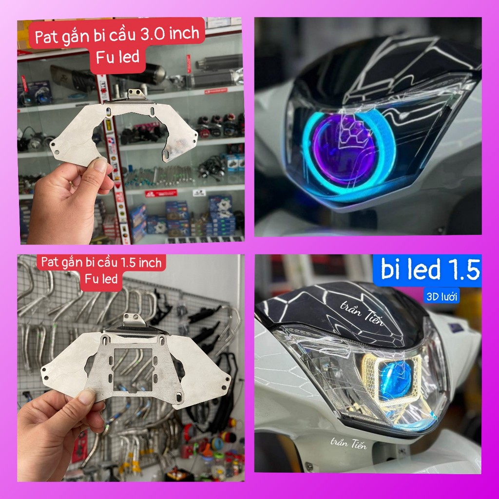 Pat gắn bi cầu bi led cho Winer ex150 sonic satria raider Fu Led 3.0 ...