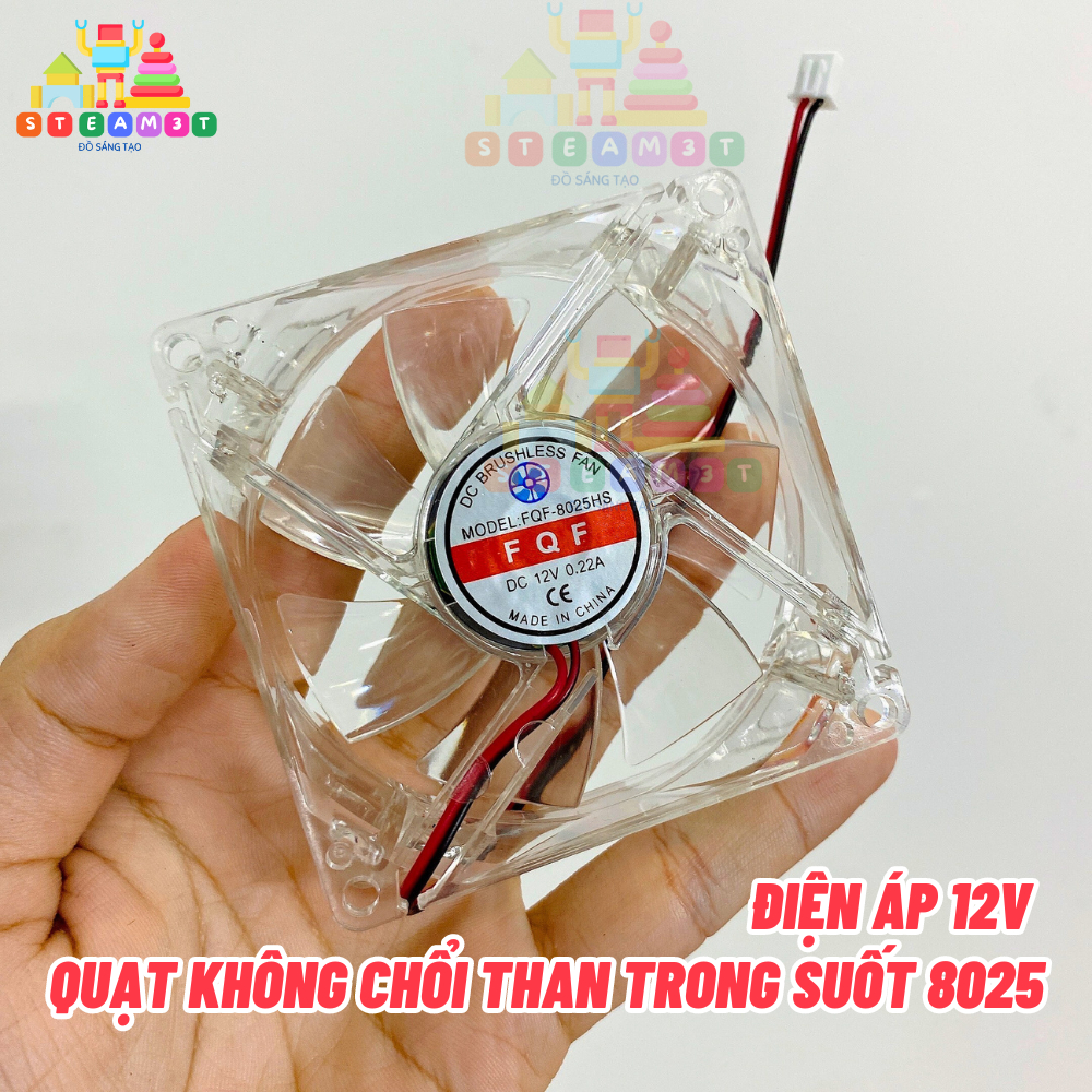 Quạt làm mát 8025 trong suốt không chổi than, Quạt tản nhiệt, Hàng mới 100%, điện áp 12V ...