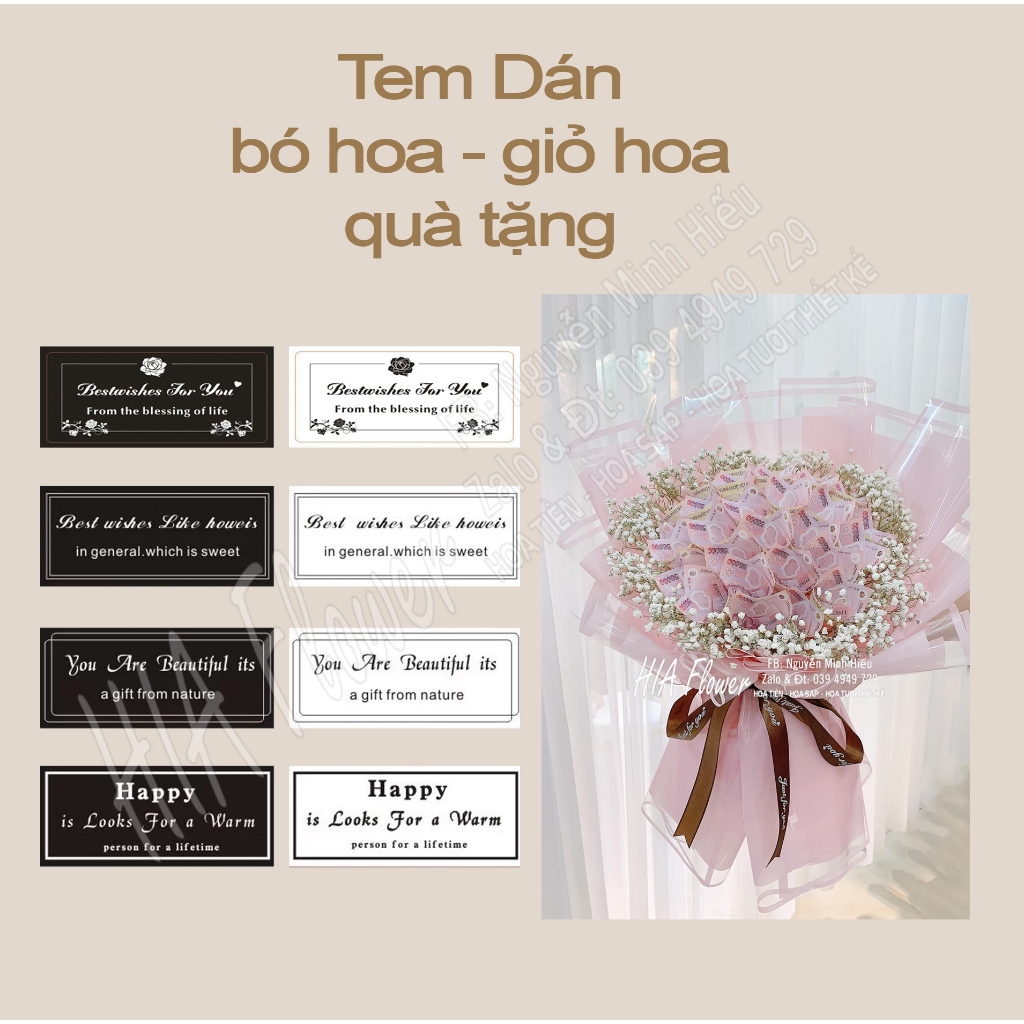 TEM DÁN HOA 100 TEM DÁN BÓ HOA QUÀ TẶNG HỘP HOA MỸ PHẨM | Shopee Việt Nam