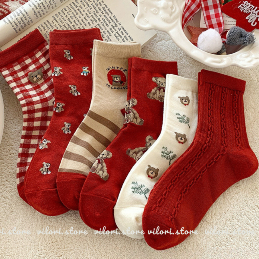 Tất len Giáng Sinh Noel Valentine, tất vớ nữ nam cao cổ chất liệu ...