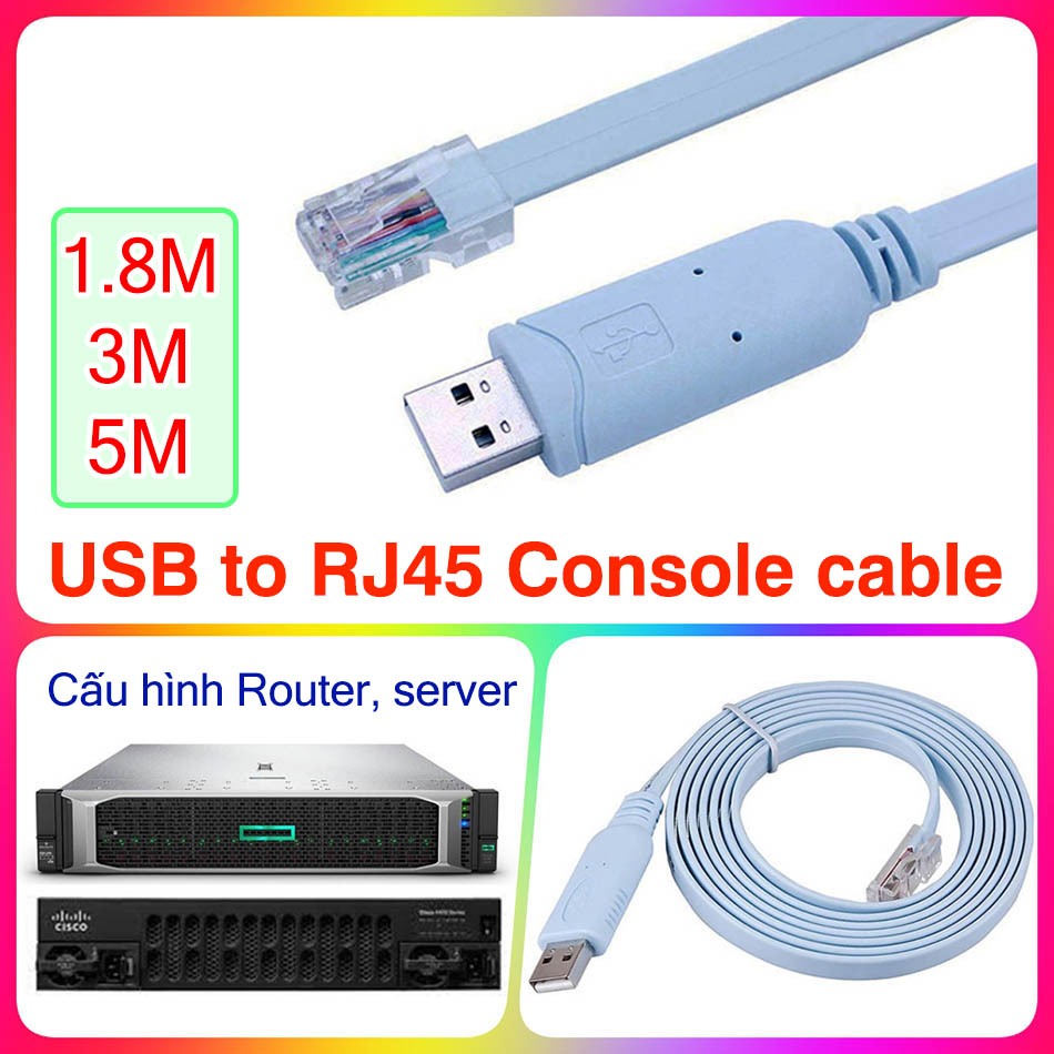 Cáp console USB to RJ45 1.8M 3M 5M cho máy tính PC Laptop cấu hình ...