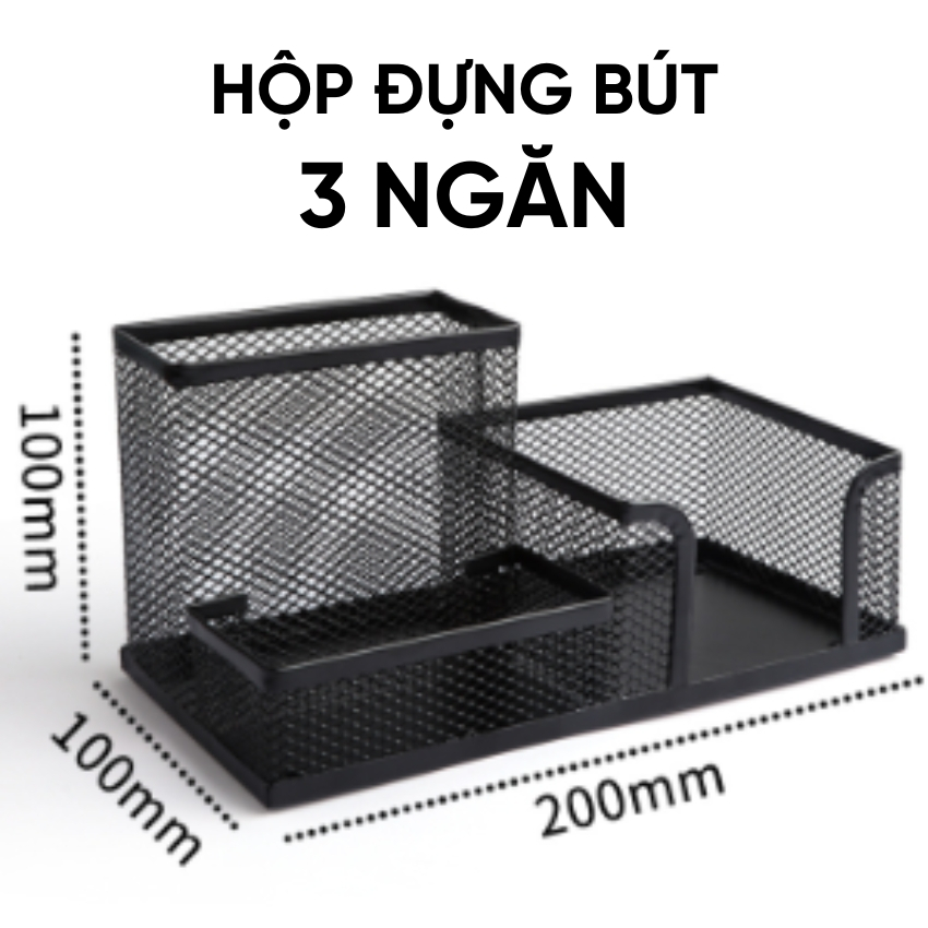 Hộp đựng bút để bàn cao cấp, khay đựng bút 7 ngăn bằng kim loại chắc ...