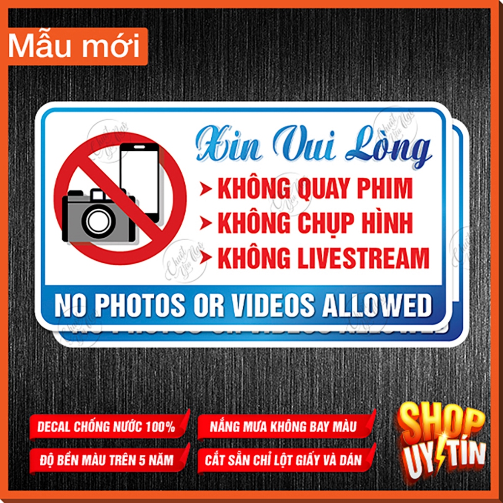 Miếng dán cấm không chụp hình ảnh quay phim video livestream logo no ...