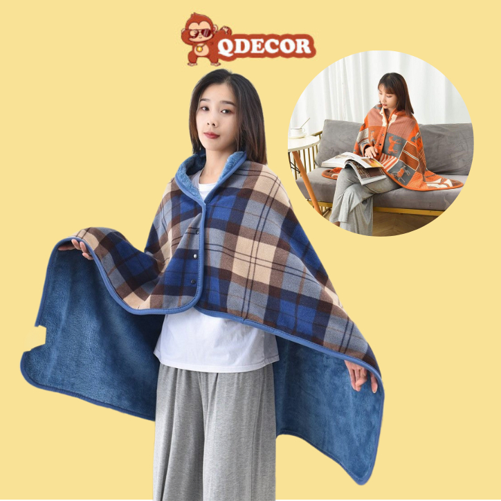 Chăn Choàng Văn Phòng Đa Năng Họa Tiết Caro Kẻ Basic Giúp Giữ Ấm Dùng ...