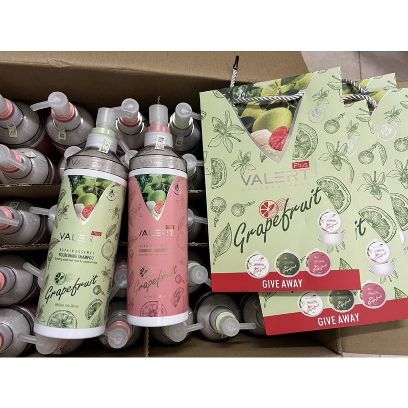 Dầu gội bưởi - dầu xả bưởi, dầu cặp VALERT GRAPEFRUIT 850ml chống rụng ...