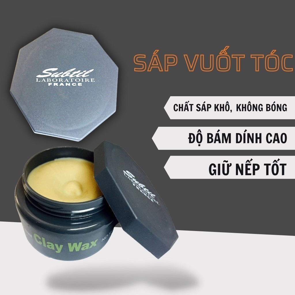 Sáp vuốt tóc nam Clay Wax Subtil 100gr tạo kiểu giữ nếp cho tóc. HÀNG ...