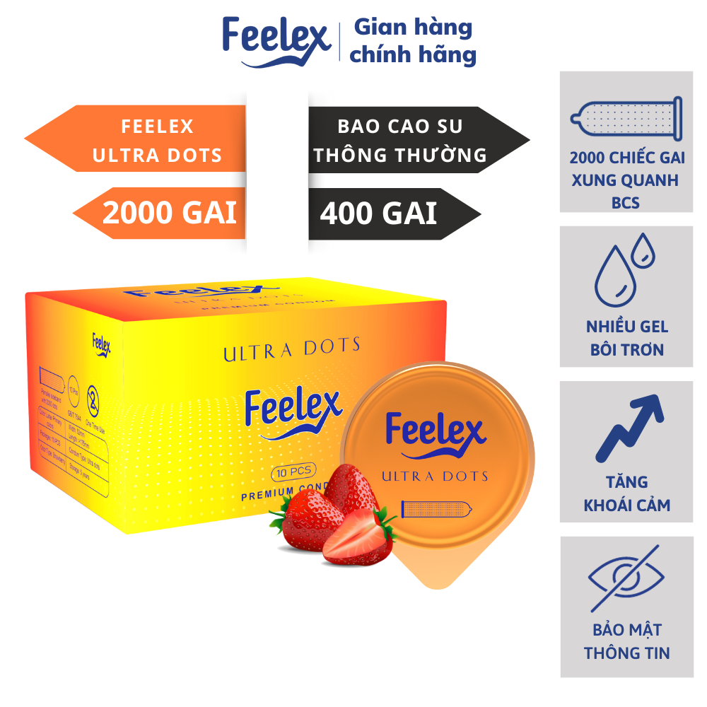 Bao cao su Feelex Ultra Dots siêu nhiều gai, nhiều gel bôi trơn - hộp ...