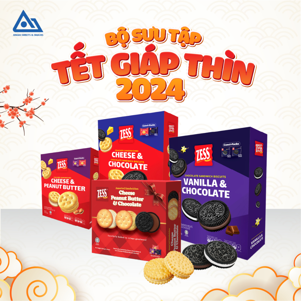 Bánh quy Zess hộp quà tết- Tặng kèm túi giấy bánh quy Zess động phộng ...