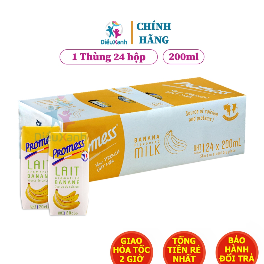 [ Thùng 24 Hộp] Sữa Tươi Vị Chuối Promess 200ml - Sữa Nhập Khẩu Pháp ...
