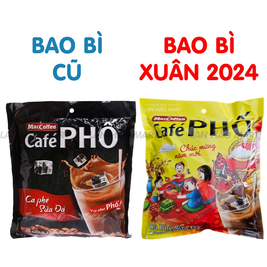 Cà phê sữa đá MacCoffee Café Phố 720g (30 gói) - Date mới | Shopee Việt Nam