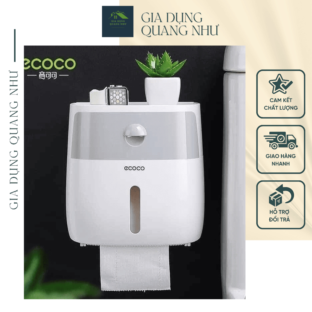 Hộp Đựng Giấy Vệ Sinh Hai Ngăn ECOCO Với Thiết Kế Đơn Giản Chống Thấm ...