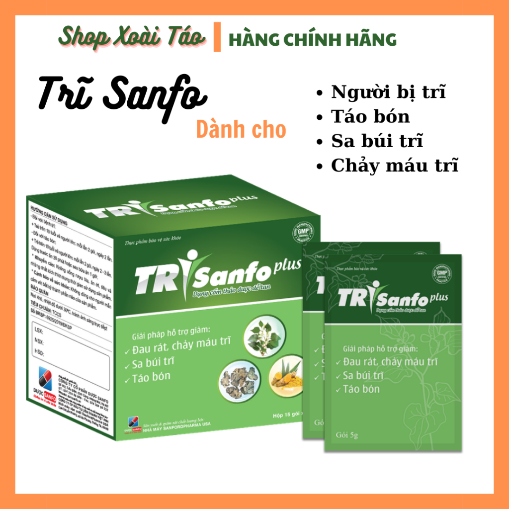 Trĩ Sanfo plus - Hỗ trợ giảm táo bón, giảm đau, chảy máu, sa bũi trĩ - hộp 15 gói - Shop Xoài ...