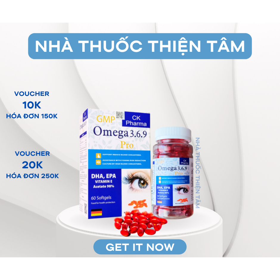 Viên dầu cá Omega 369 Pro Ck Pharma. Bổ não, sáng mắt, khỏe tim mạch - Hộp 60 viên chuẩn GMP Bộ ...
