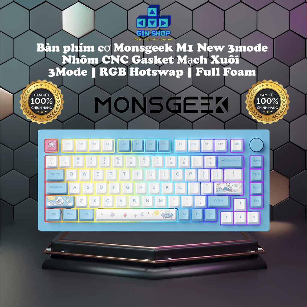 Bàn phím cơ Monsgeek M1W / M1W-SP / M1 3MODE Nhôm CNC Gasket Mạch Xuôi ...