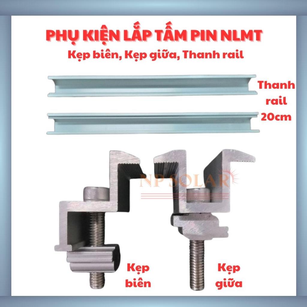 Kẹp biên, kẹp giữa, thanh ray rail nhôm dài 20cm lắp đặt tấm pin năng ...