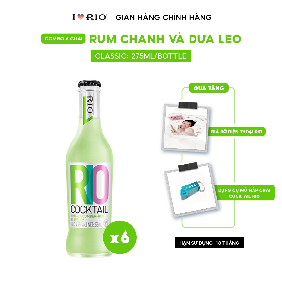Rio Cocktail Vị Rum Chanh Và Dưa Leo - Combo 6 chai (275ml/chai) | Shopee Việt Nam