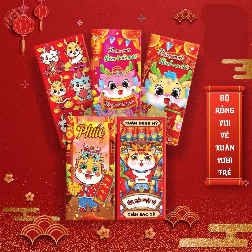 Combo 100 Bao Lì Xì Nhiều Chủ Đề Tết - Xuân 2025 - TẶNG KÈM TÚI BÓNG ...