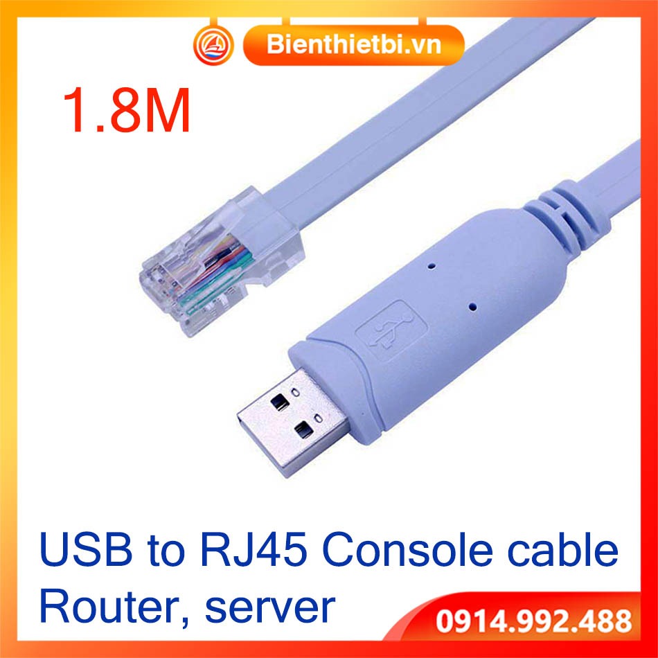 Dây cáp Console USB to RJ45 1.8M Cấu hình Server máy chủ switch Hub ...