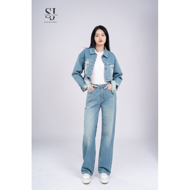 Áo khoác Jean nữ A8 , quần bò nữ ống suông + áo khoác bò Unisex Màu ...