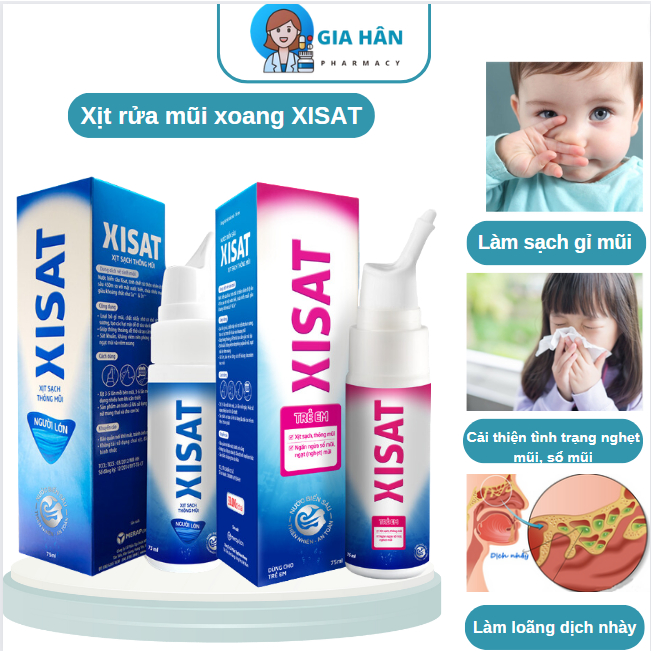 Xịt mũi nước biển sâu XISAT hằng ngày 75ml phòng ngừa sổ mũi, ngạt mũi ...