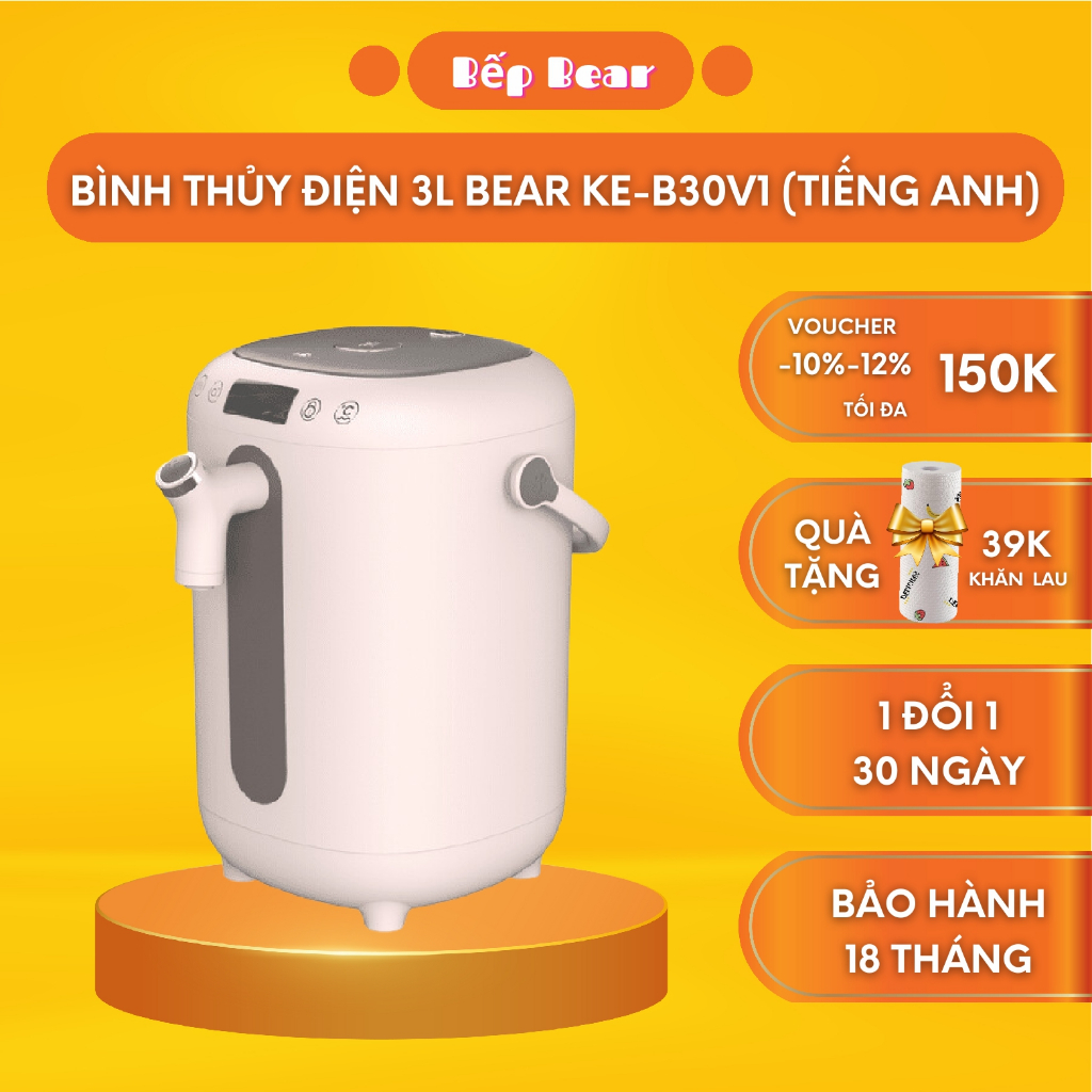 Bình Thủy Điện Thông Minh Bear Đun Nước Siêu Tốc 3L KE-B30V1 Đa Năng Khử Clo Giữ Ấm, Bản Quốc Tế ...