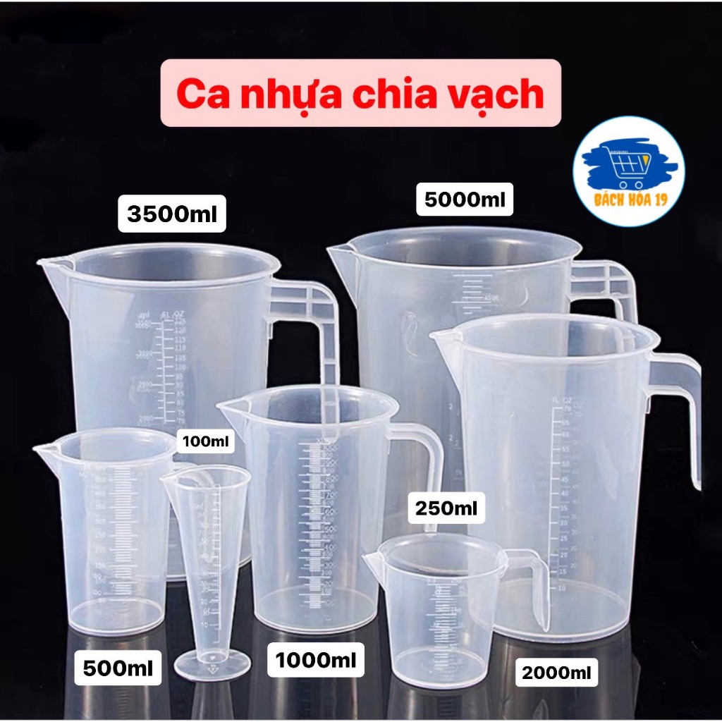 Ca cốc ly đong nhựa đinh lượng pha chế chia vạch 100ml - 250ml - 500ml - 1000ml - 2000ml- 3000ml ...