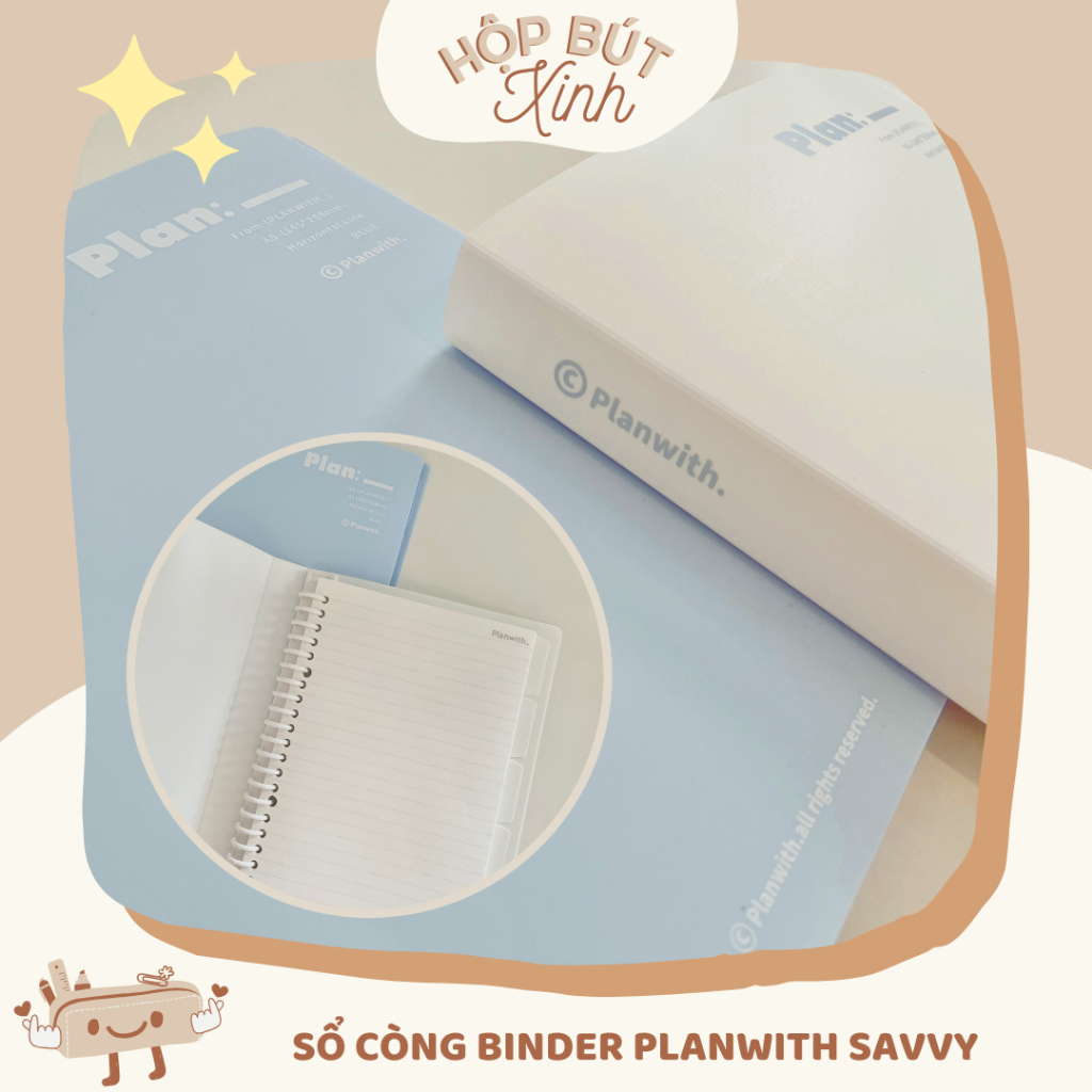 SỔ BÌA CÒNG BINDER PLANWITH SAVVY A5/B5 KÈM 50 TRANG RUỘT GIẤY KẺ NGANG | Shopee Việt Nam