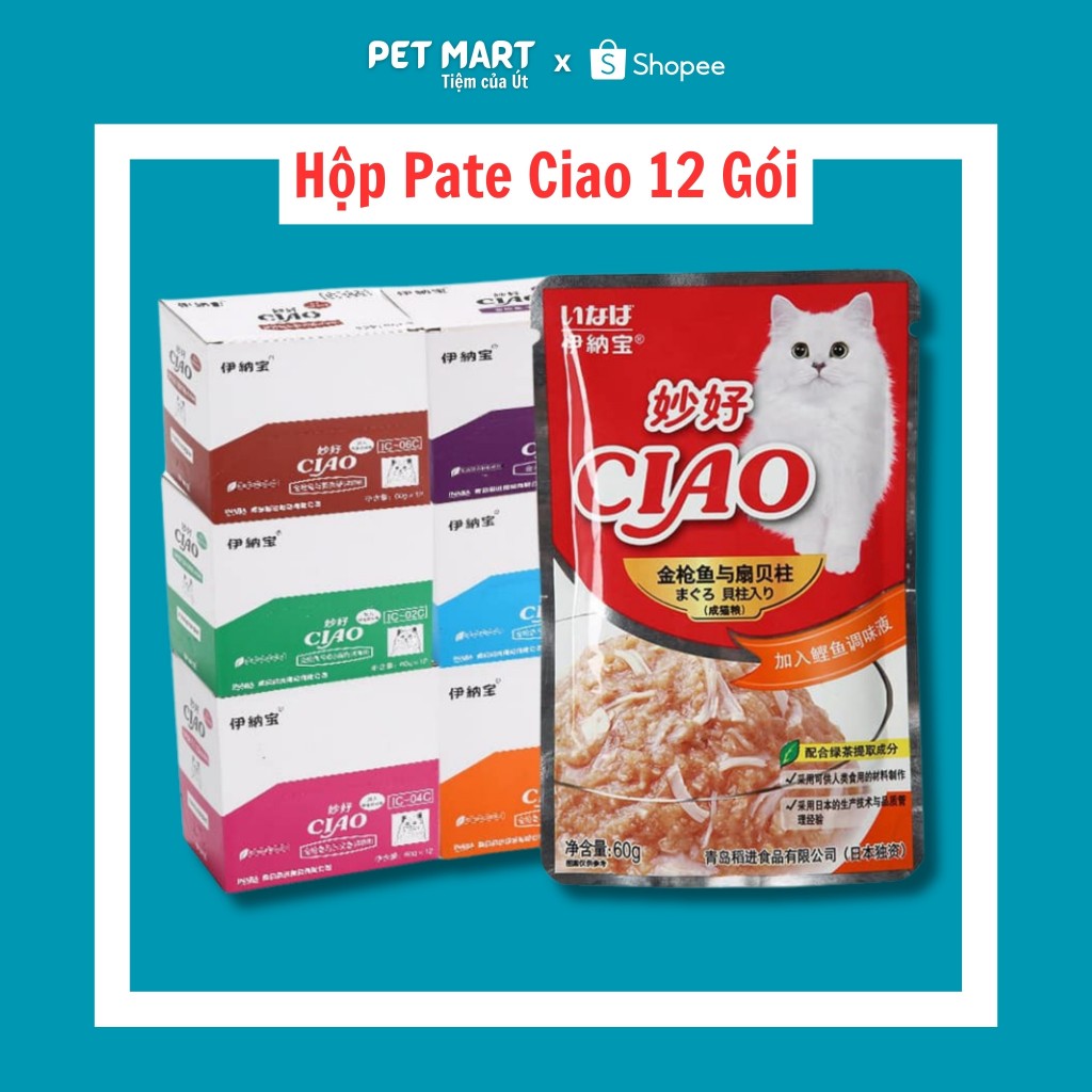 [Hộp 12 Gói] Pate ciao 60g thơm ngon cho mèo các hương vị - Tiệm nhà Út | Shopee Việt Nam