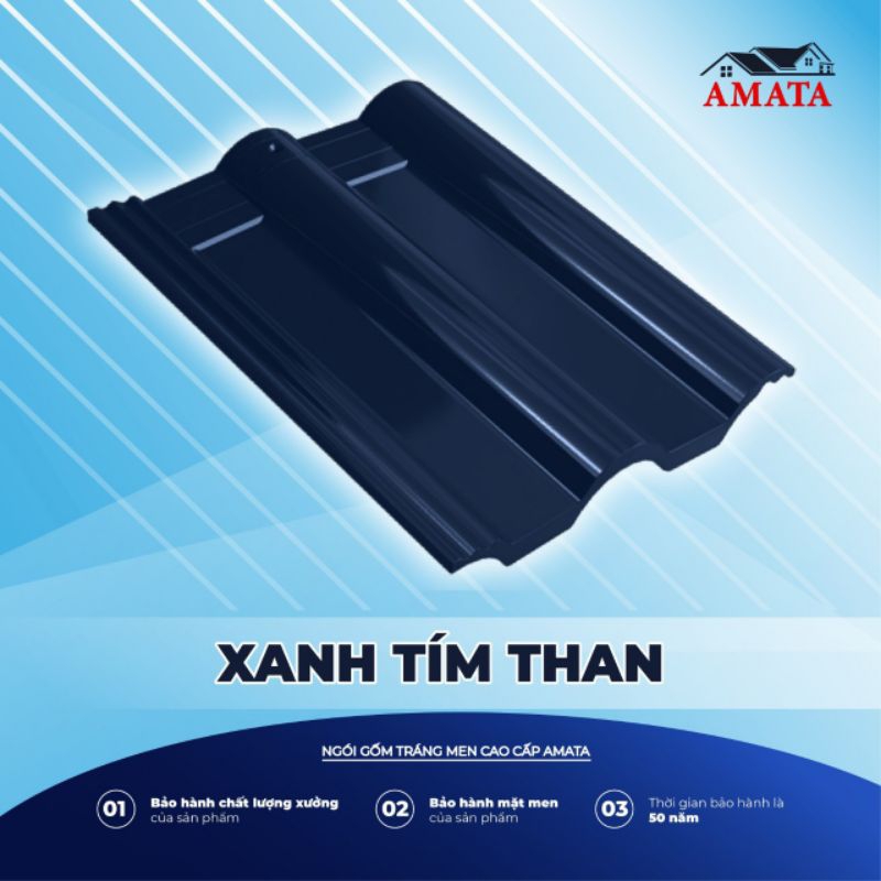 Ngói tráng men Amata A686 - ngói lợp nhà màu xanh tím than, ngói takao, ngói đất nung tráng men ...