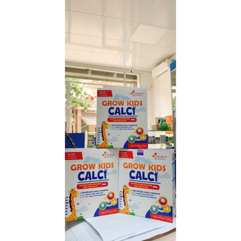 Grow kids Calci hộp 20 ống giúp bổ sung calci và vitamin D3 giúp xương ...