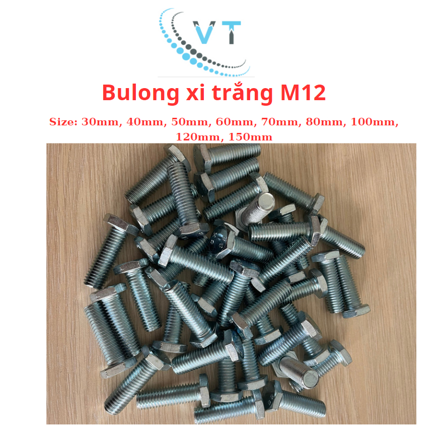 Bulong mạ kẽm M12 (12 li) (30mm - 150mm), bulong lục giác ngoài M12 | Shopee Việt Nam