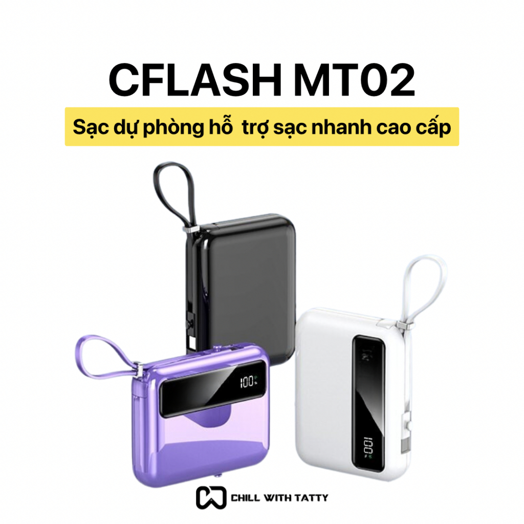 Sạc dự phòng CFLASH MT02 CHILL WITH TATTY nhỏ gọn dành cho mọi thiết bị tích hợp nhiều cổng sạc ...