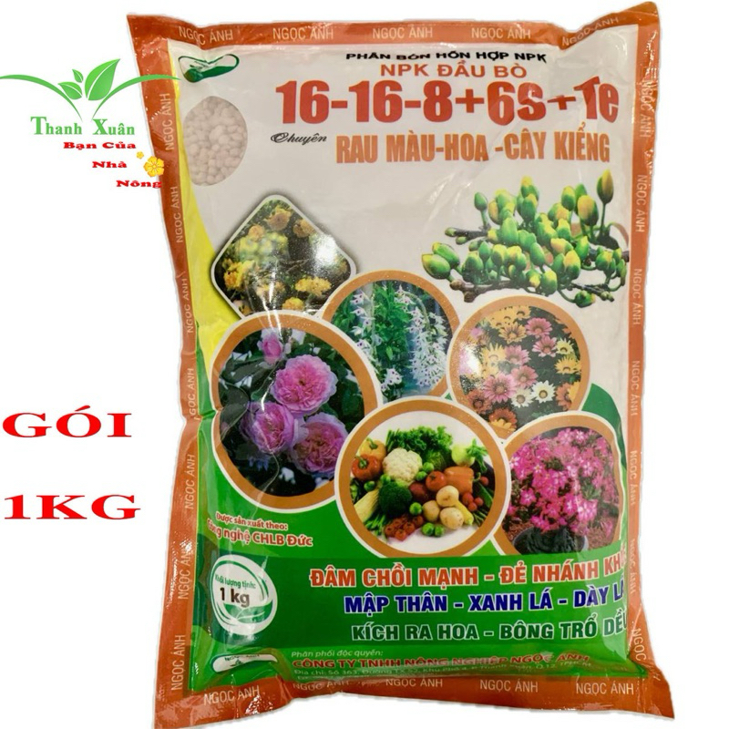Phân NPK 16-16-8+6s+TE Chuyên Cây Kiểng Và Rau Màu Gói 1kg | Shopee Việt Nam