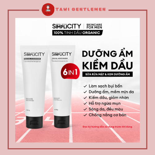 [Simplicity] Combo Sữa rửa mặt 100g x Kem dưỡng ẩm 80g nam giới Men ...