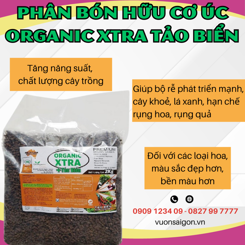 Phân bón hữu cơ Úc Organic Xtra Tảo Biển | Vườn Sài Gòn