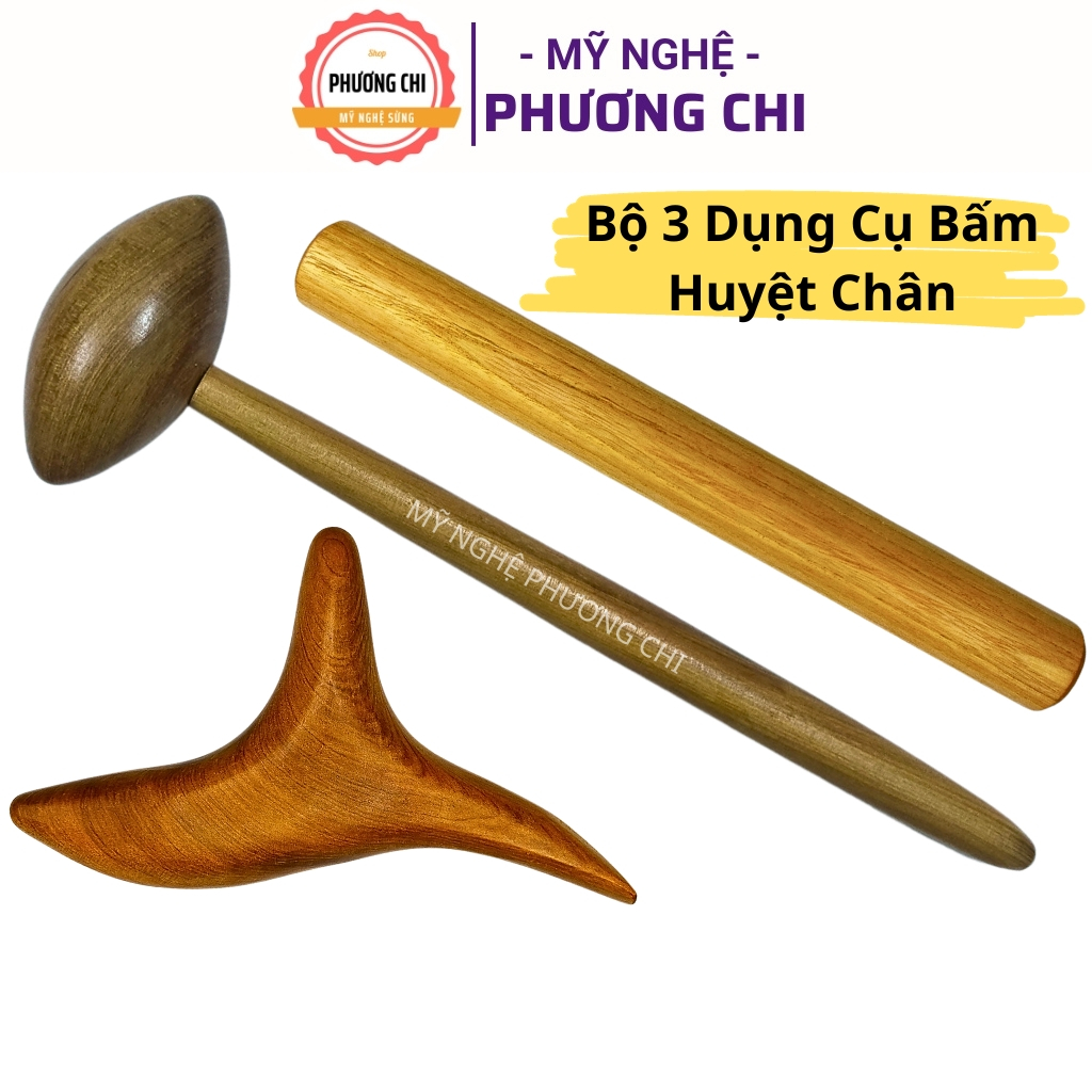 Dụng cụ ấn huyệt Chân, Búa gõ huyệt chân, Cây bấm huyệt bằng gỗ thơm ...