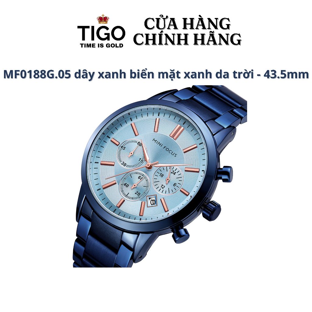Đồng Hồ Nam MINI FOCUS MF0188G.05 Dây Thép Xanh Mặt Xanh Da Trời Thép Không Gỉ Mặt Tròn 43.5mm ...