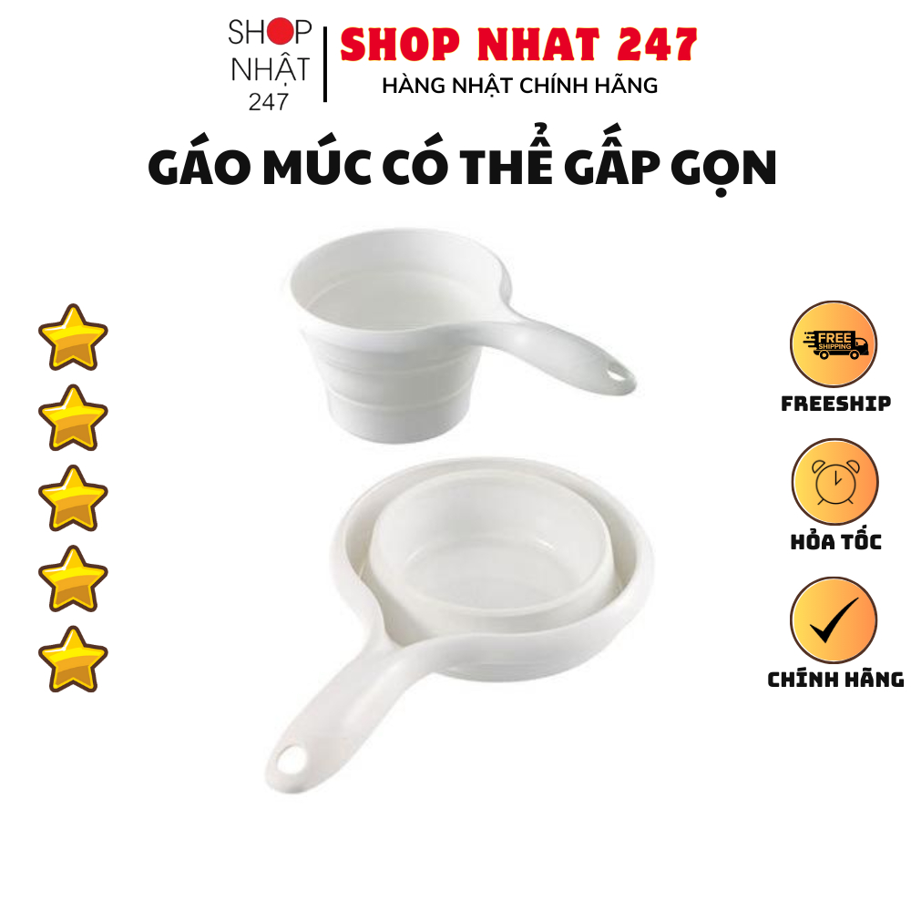 [Hỏa Tốc HN] Gáo múc nước gấp gọn cao cấp ISETO 1.2L màu trắng Nội địa Nhật Bản | Shopee Việt Nam