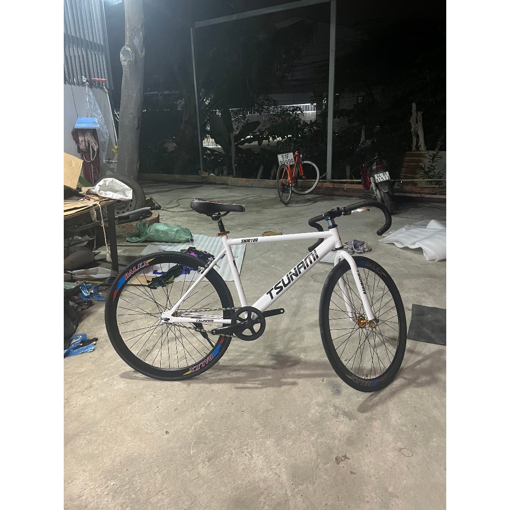 XE ĐẠP FIXED GEAR & SINGLE SPEED MÀU TRẮNG VÀNH ĐEN (TẶNG KÈM STRAP ...