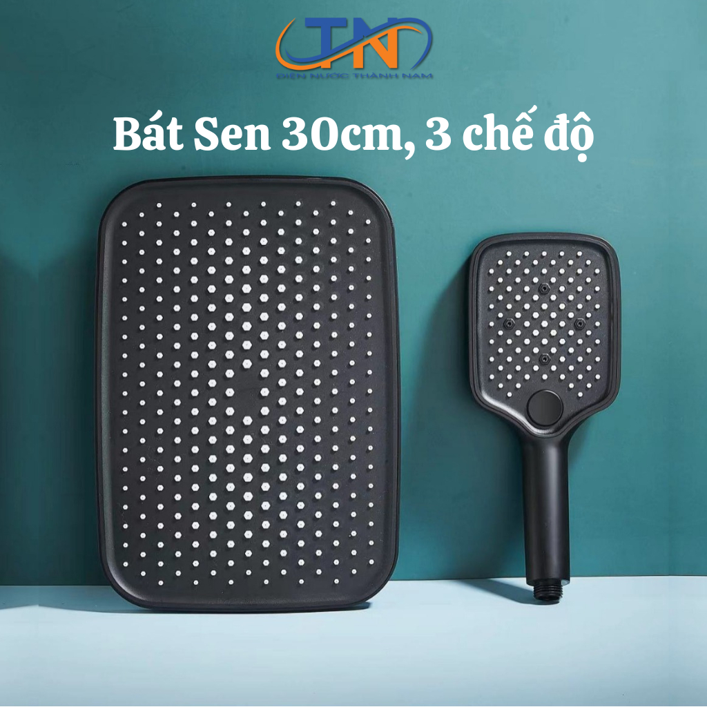 Bộ bát sen tắm đứng 30cm và vòi sen vuông 4 chế độ nước bằng nhựa ABS ...