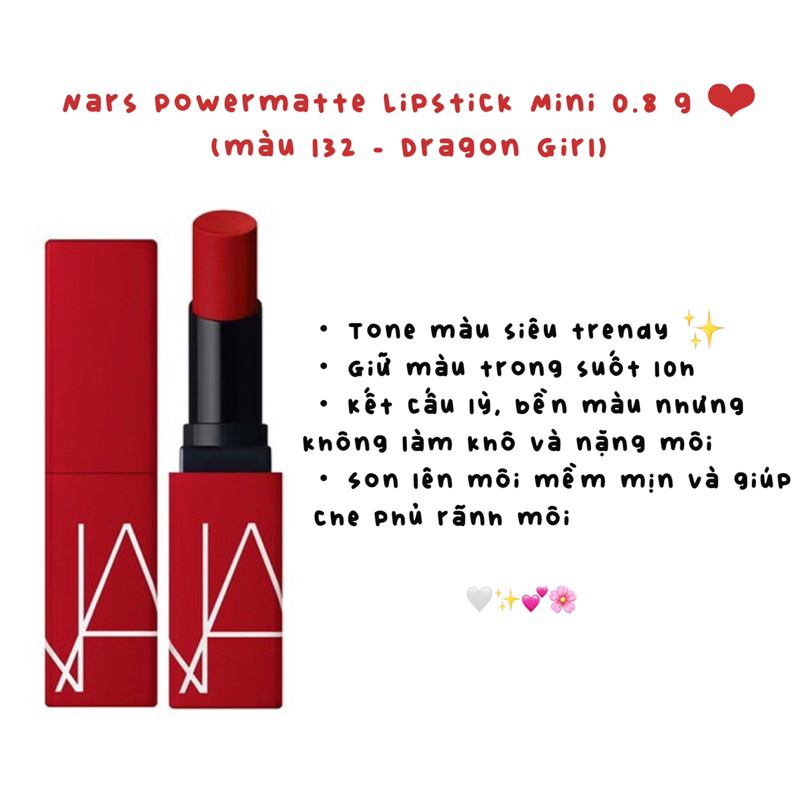 (FULL BOX) Son thỏi Nars Powermatte Lipstick Mini 0.8 g màu 132 Dragon Girl hàng chính hãng ...